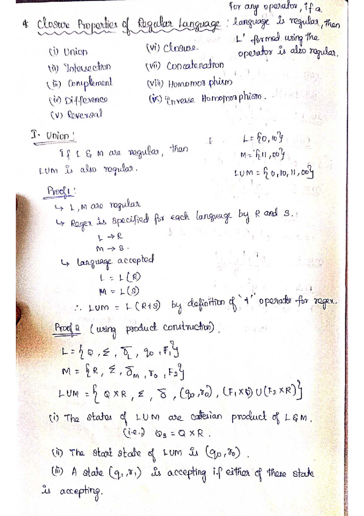 Closure properties of regular language -1 - For any operator, if a ...