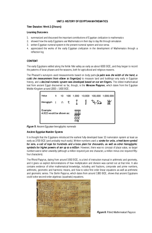 Module 1 Babylonian Mathematics - MODULE 1 Unit 1. History of ...