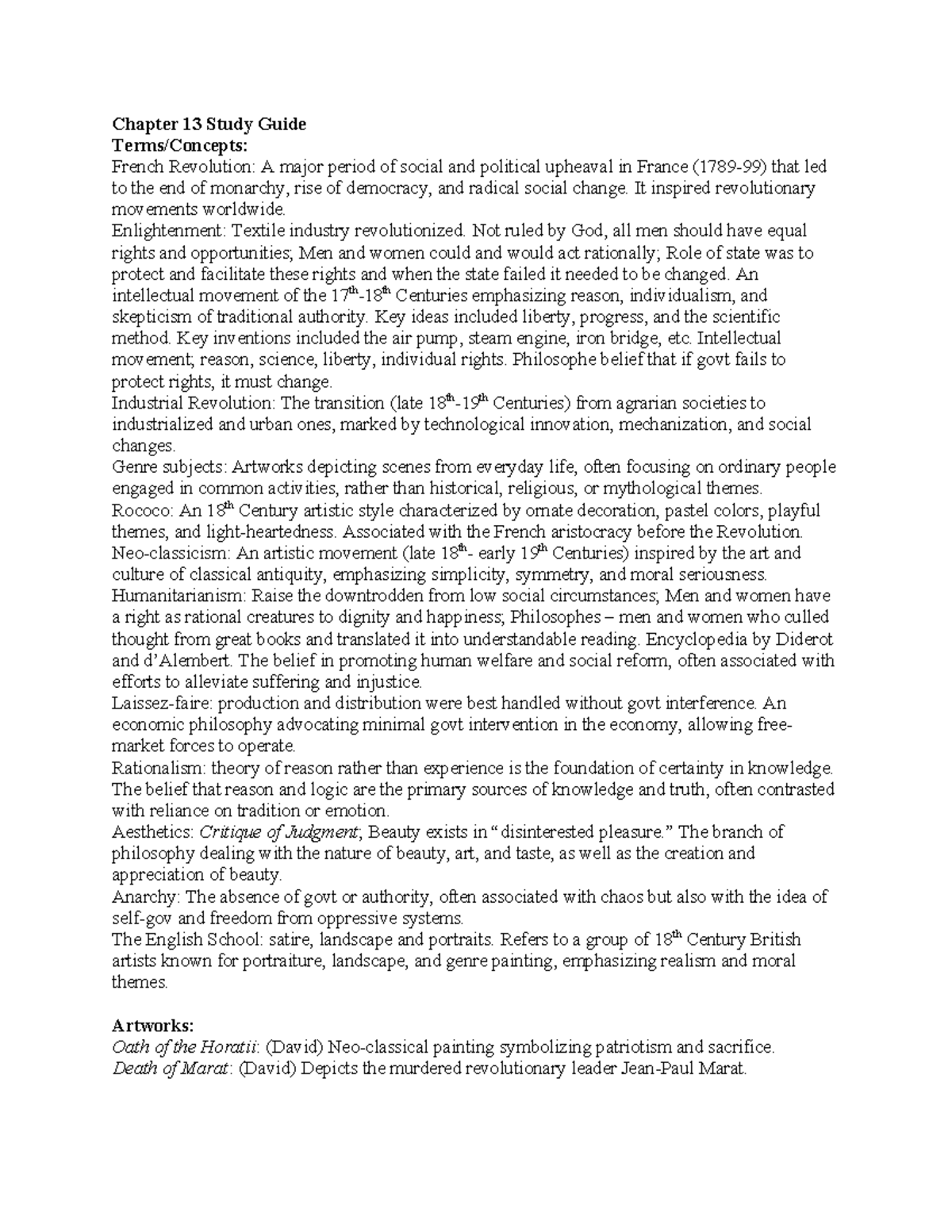 Chapter 13 Study Guide: Enlightenment & French Revolution (IB) - Studocu