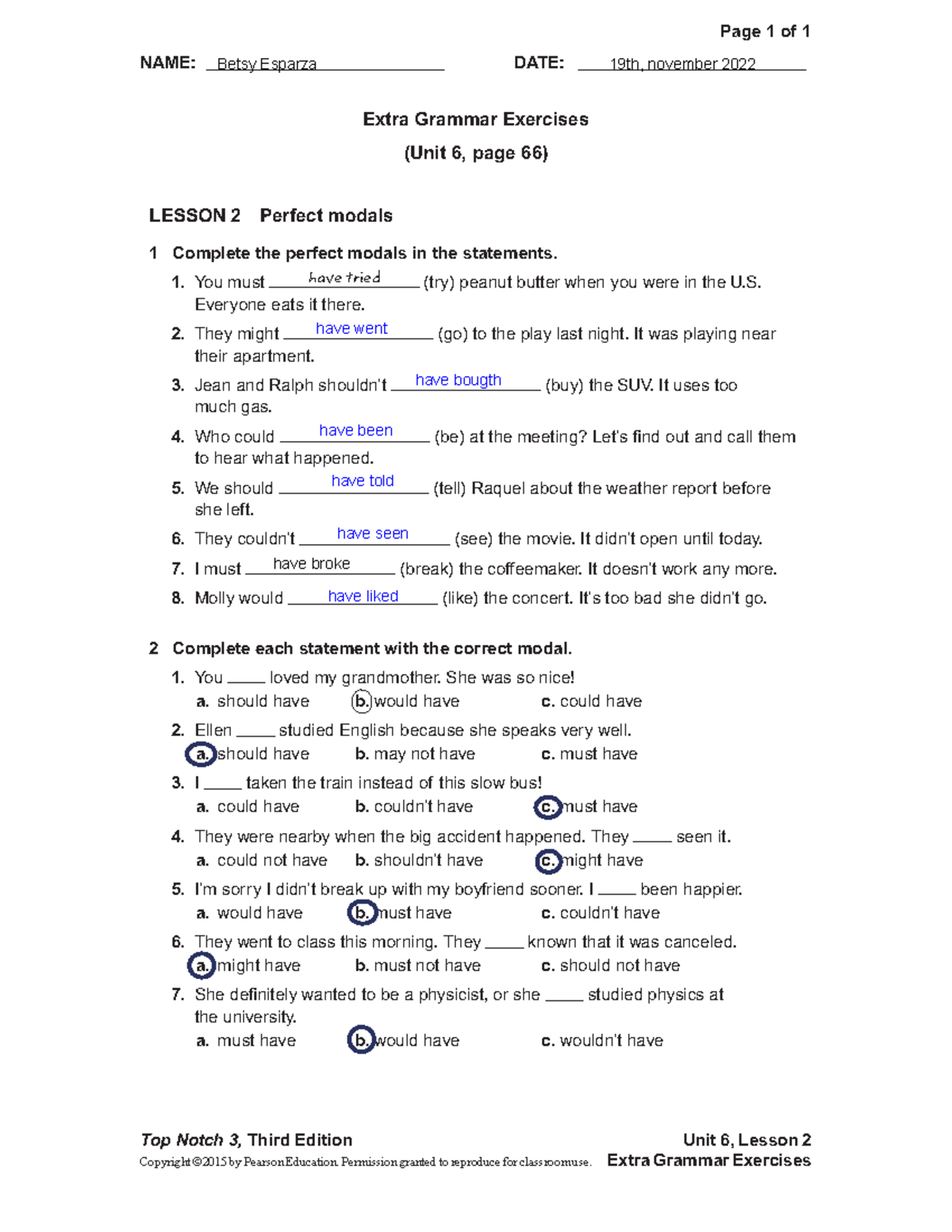 UNIT 06 Extra Gram Exercises 2 - NAME: _________________________ DATE ...