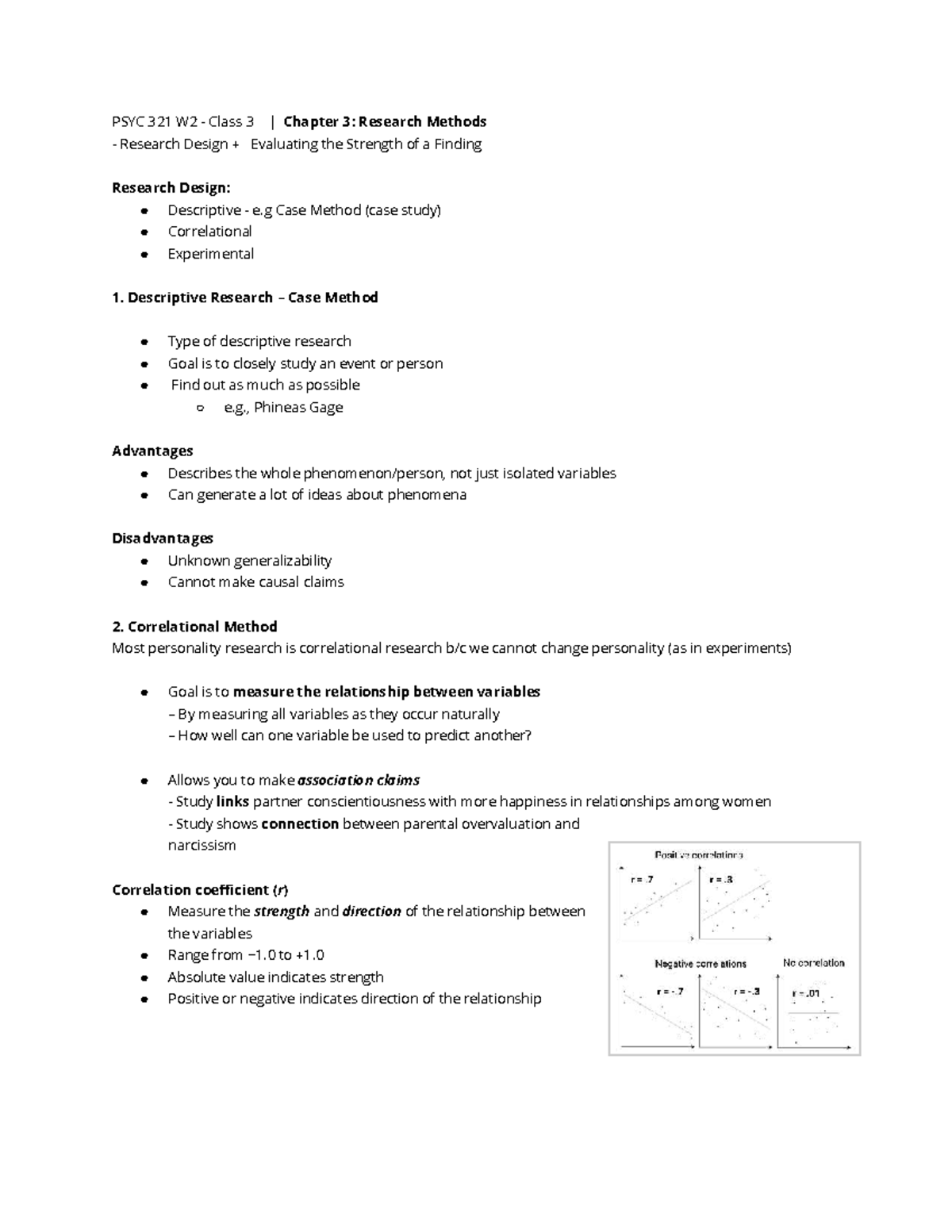 PSYC 321 W2 - Class 3 & 4: Research Design & Evaluation Notes - Studocu