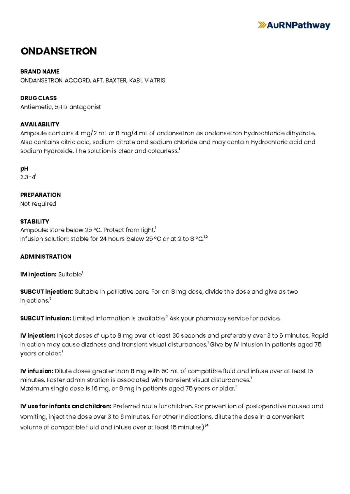 Ondansetron Overview: Drug Class, Administration & Stability - Studocu