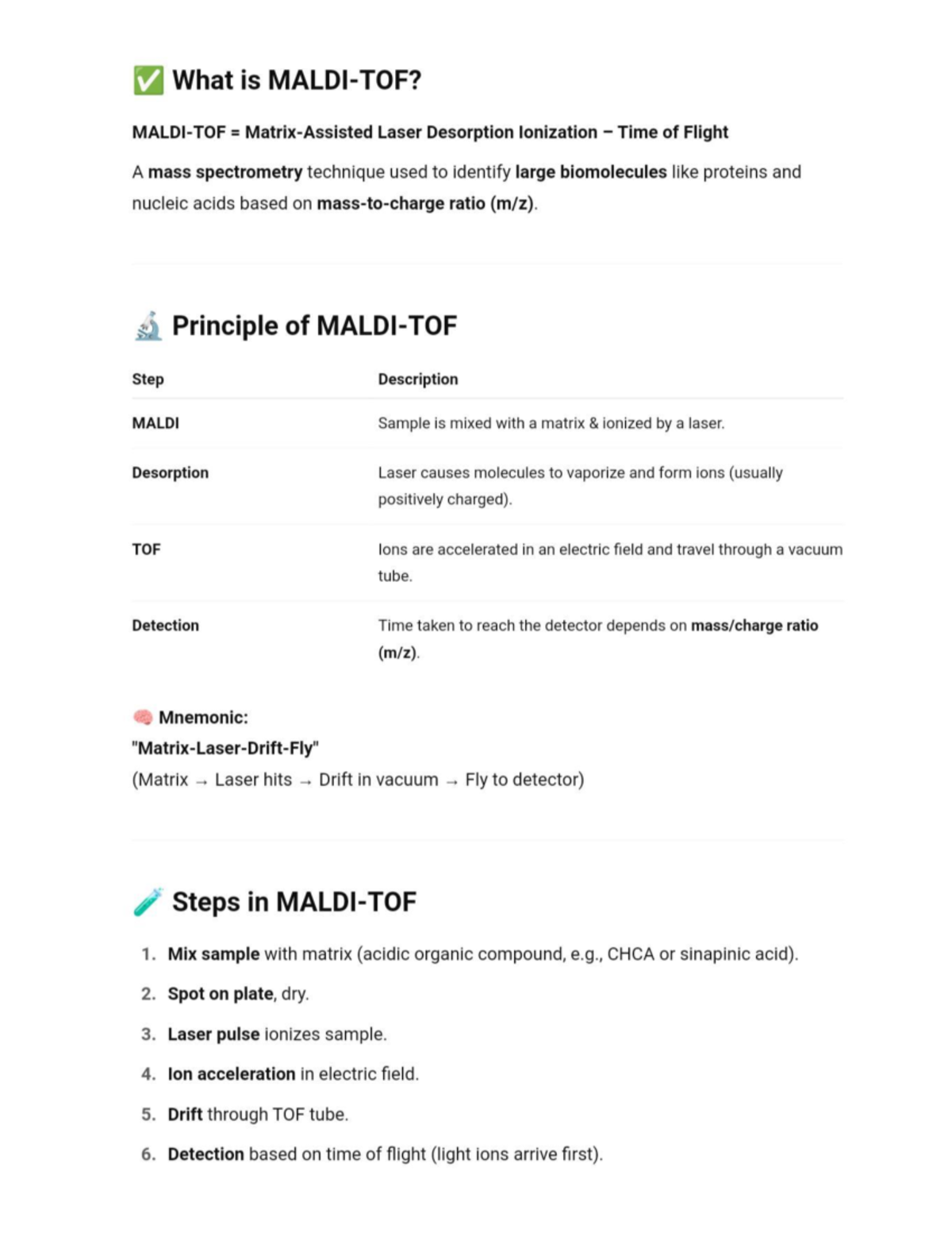 MALDI-TOF Mass Spectrometry: Principles, Applications, and Techniques - Studocu