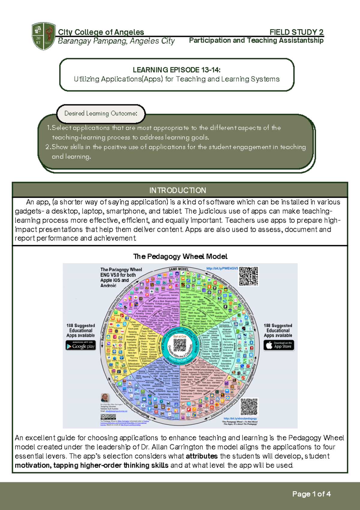 LEARNING EPISODE 13-14 - LEARNING EPISODE 13-14: Utilizing Applications ...