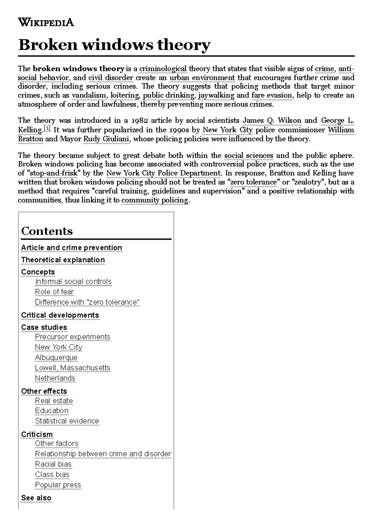 Broken windows theory - The theory suggests that policing methods that ...