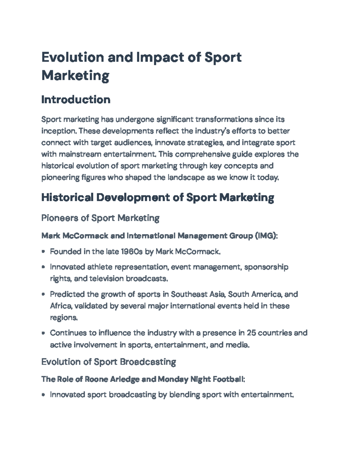Evolution and Impact of Sport Marketing: Key Concepts and Innovators ...