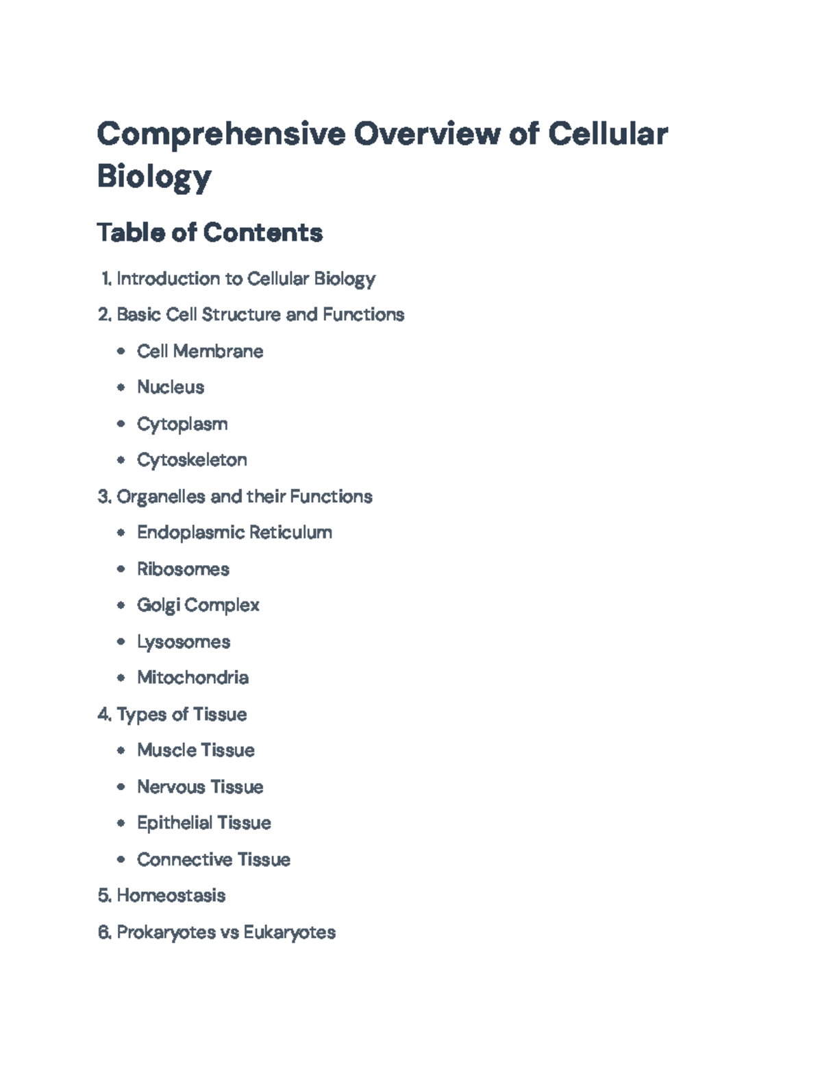 Comprehensive Guide to Cellular Biology (BIO101) - Comprehensive ...