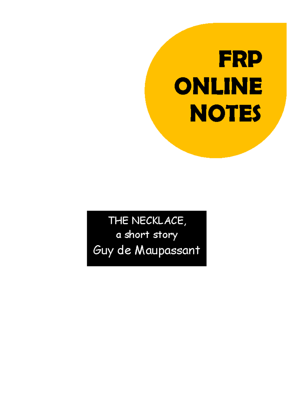 3 The Necklace: Analysis of Guy de Maupassant's Short Story - Studocu