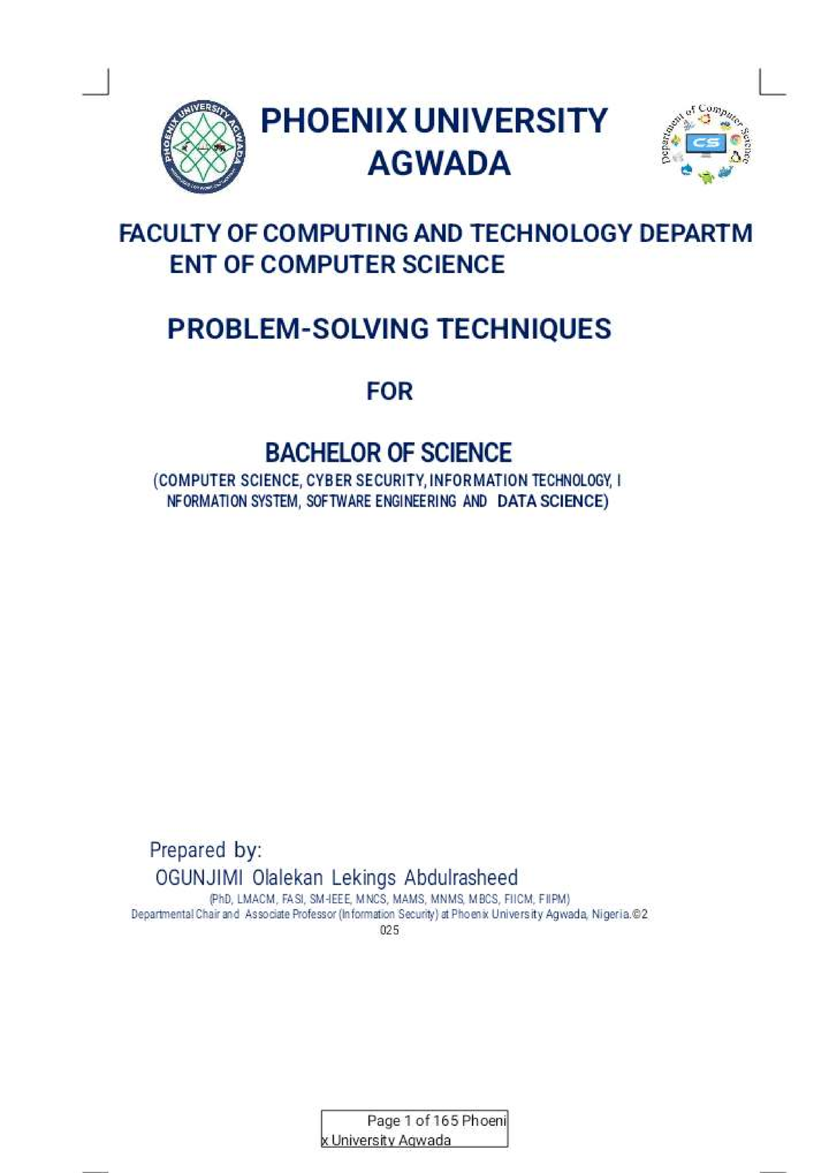 COS102 - Problem Solving Techniques in Computer Science - Studocu