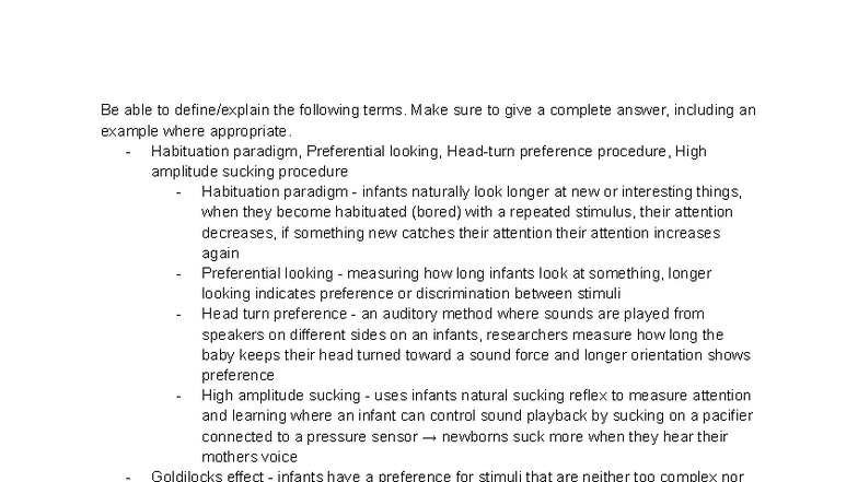 Developmental Psychology Exam 2: Key Concepts and Methods - Studocu