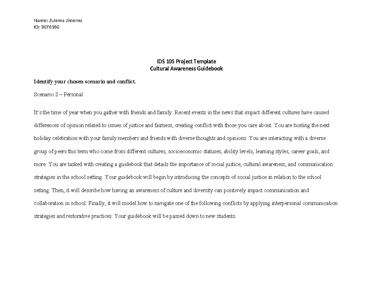 IDS 105 Journal 1: Exploring Social Justice and Bias Awareness - Studocu