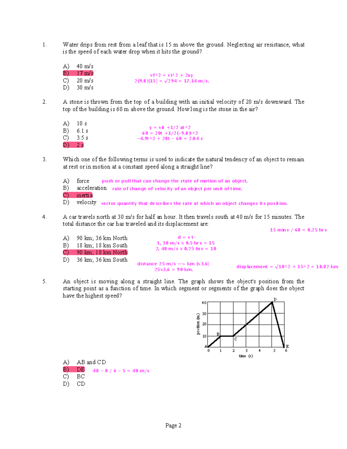 Mid copy - solved questions - A B C D E 0 1 2 3 4 5 6 40 30 20 10 time ...