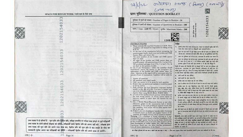 Lab Assistant Exam Paper 2022 (PLAT) - Question Booklet - Studocu