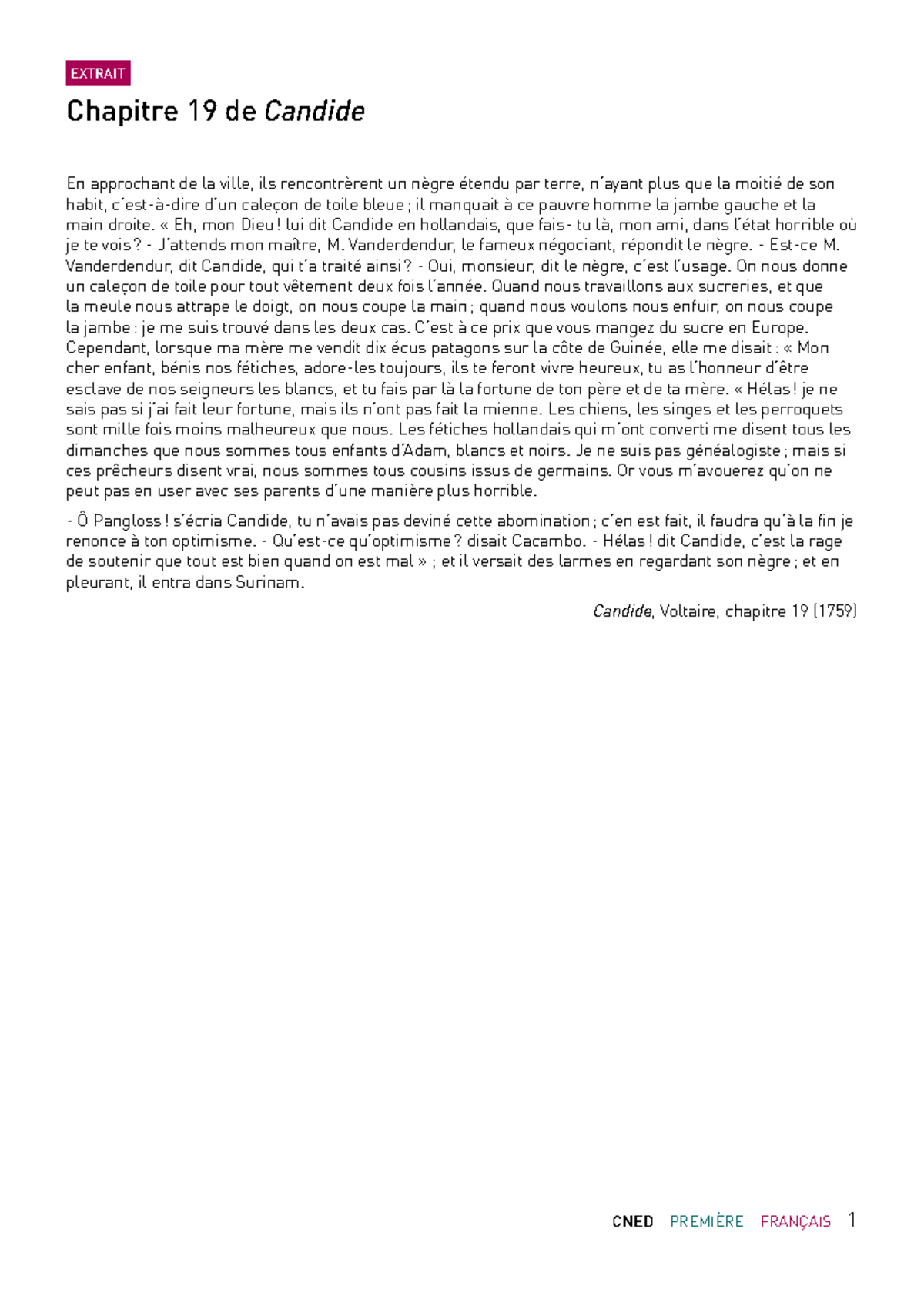 -Candide-texte - Résumé Candide Ou L'Optimisme - CNED PREMIÈRE FRANÇAIS ...
