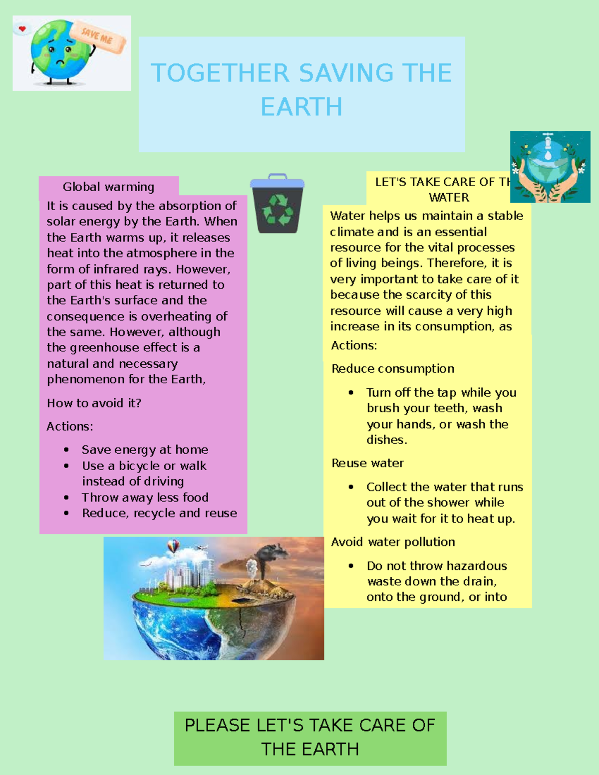 Actividad 3. Taking care of the planet. (Cuidando el planeta ...