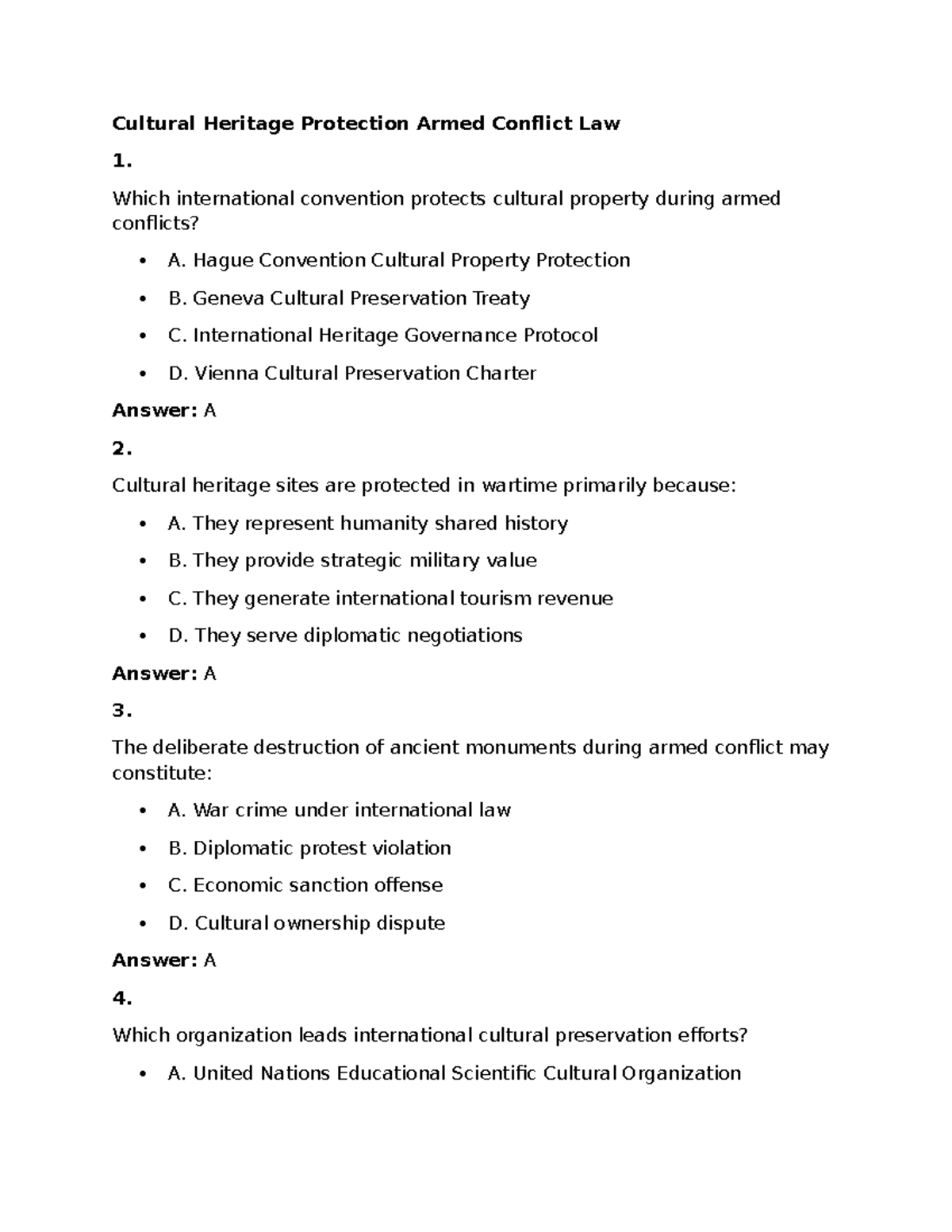 Cultural Heritage Protection in Armed Conflict Law 1: Key Concepts ...