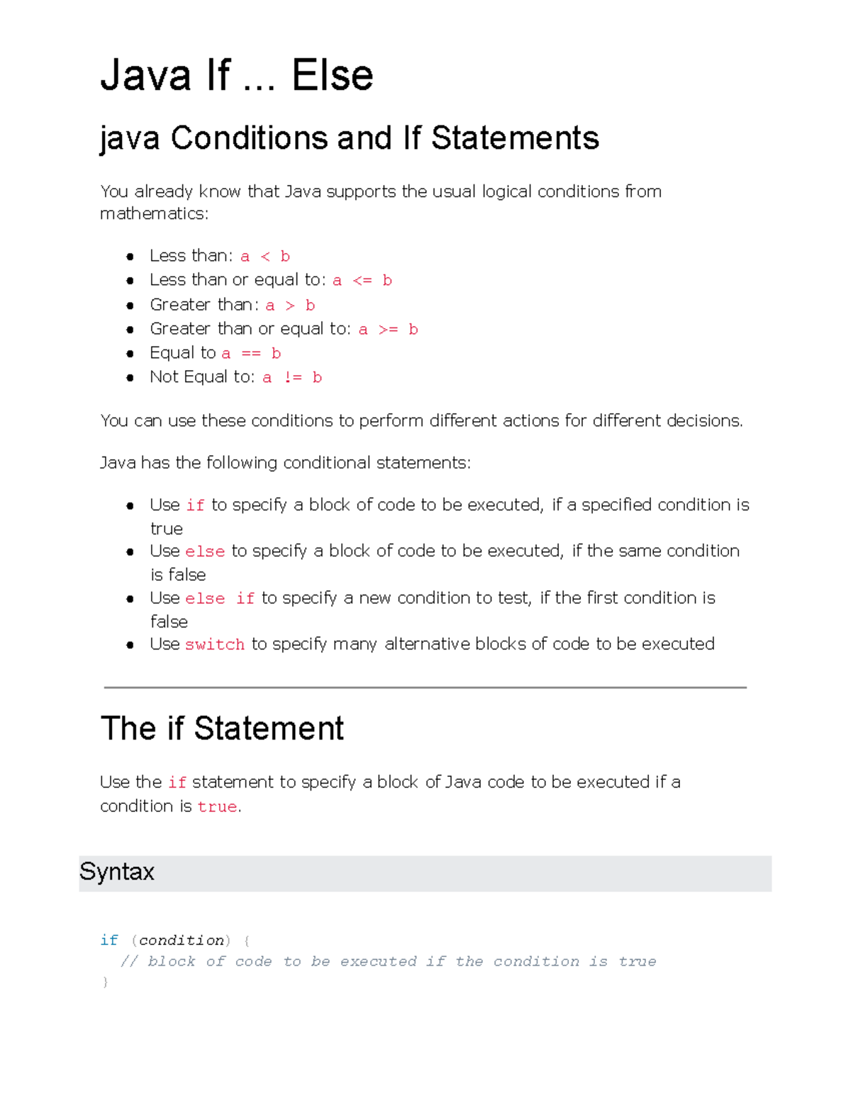 Java Control Statements, Methods & Classes Overview (CS101) - Studocu
