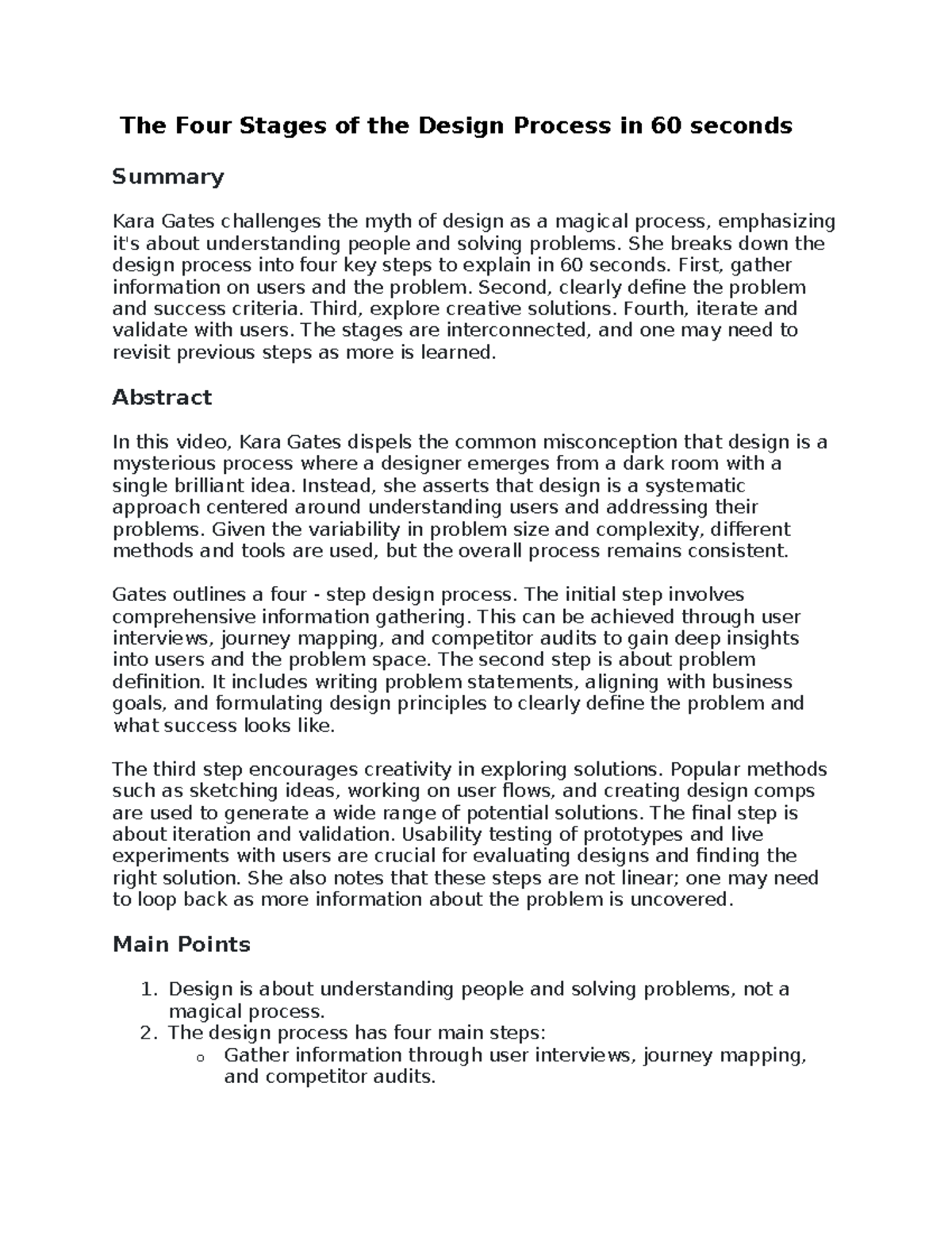 Four Steps of the Design Process Explained (60 Sec) - Studocu