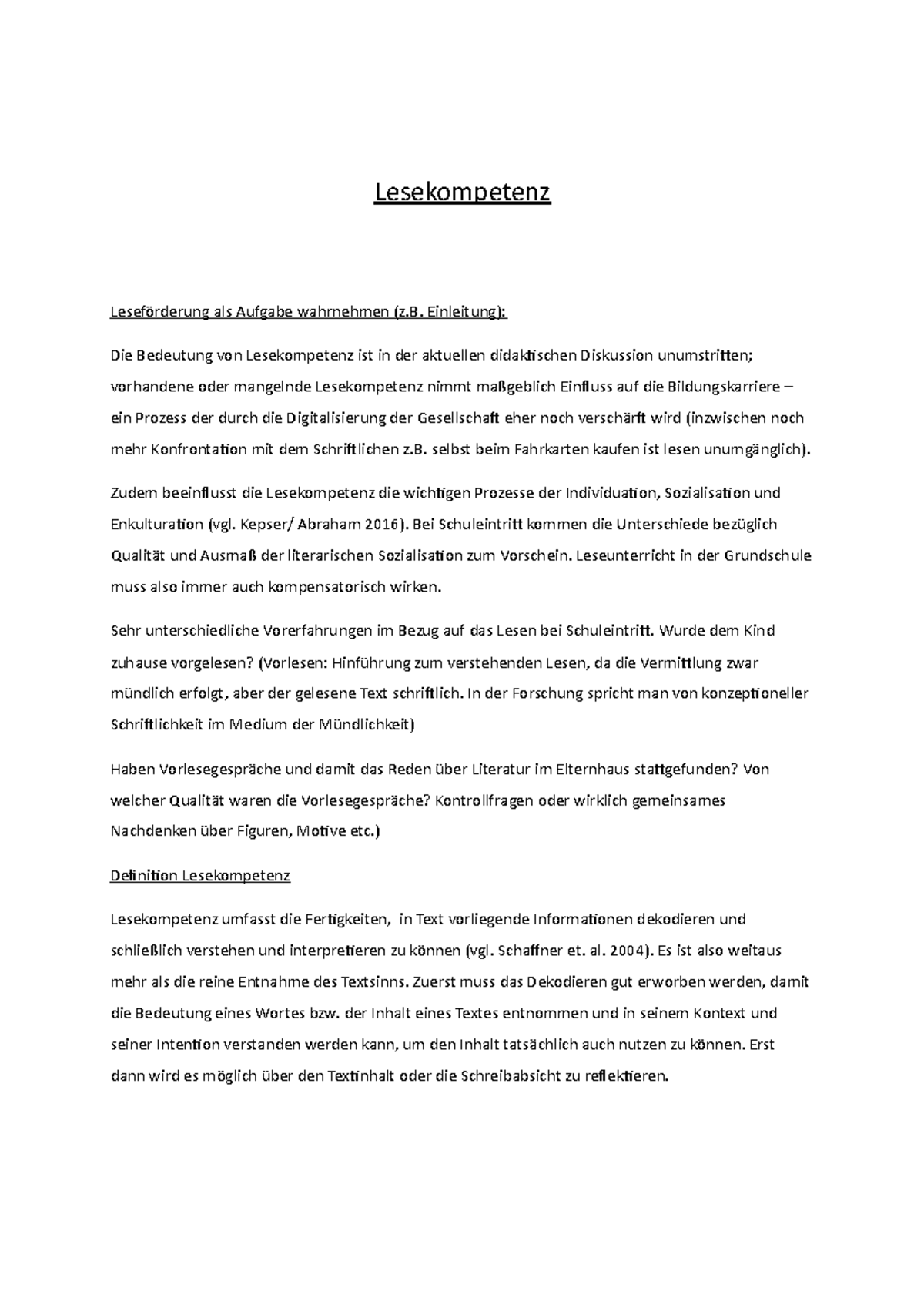 Lesekompetenz im Fokus: Förderung und Strategien für WiSe - Studocu