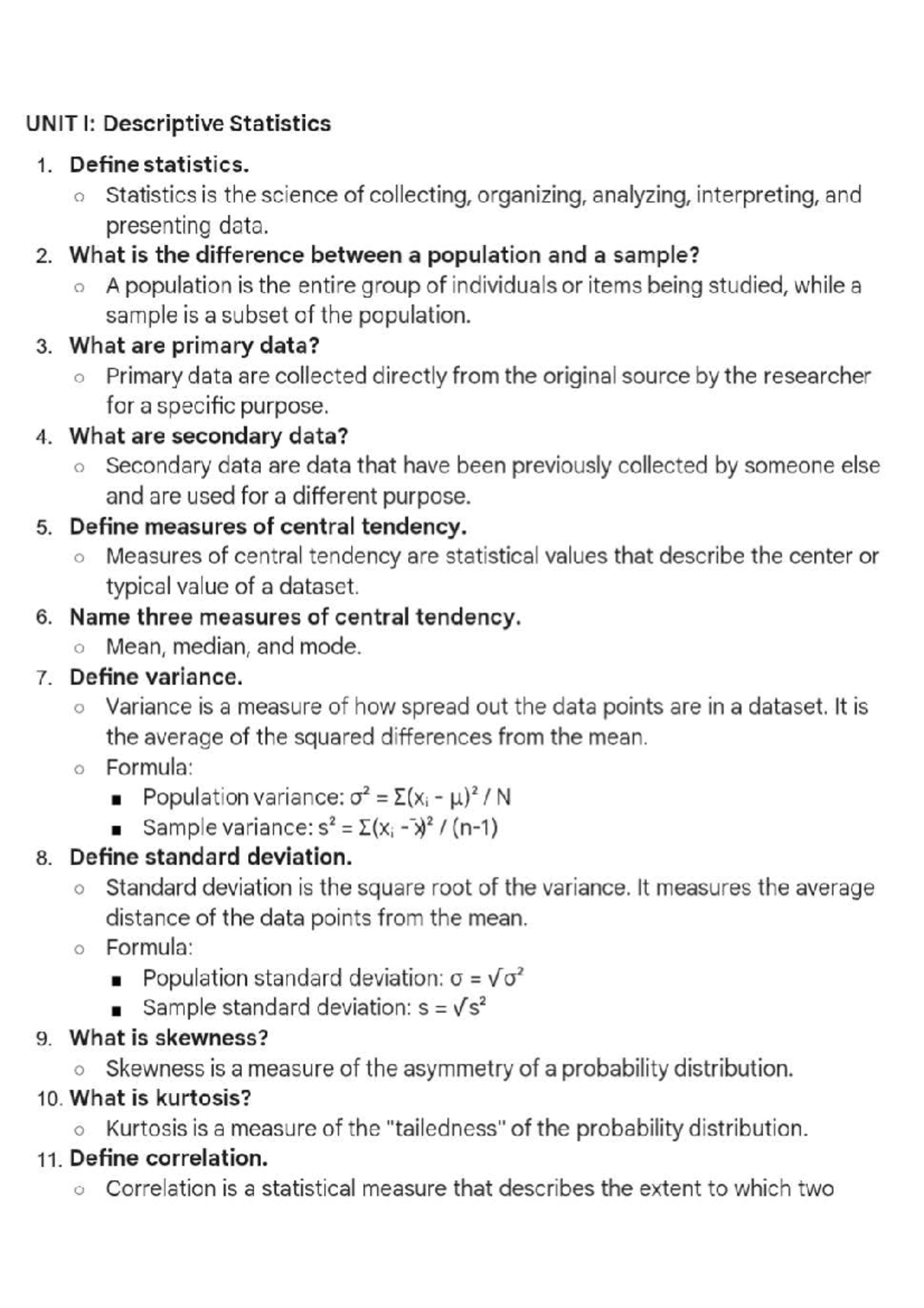 P&S 2 Marks - Descriptive Statistics and Probability Concepts - Studocu