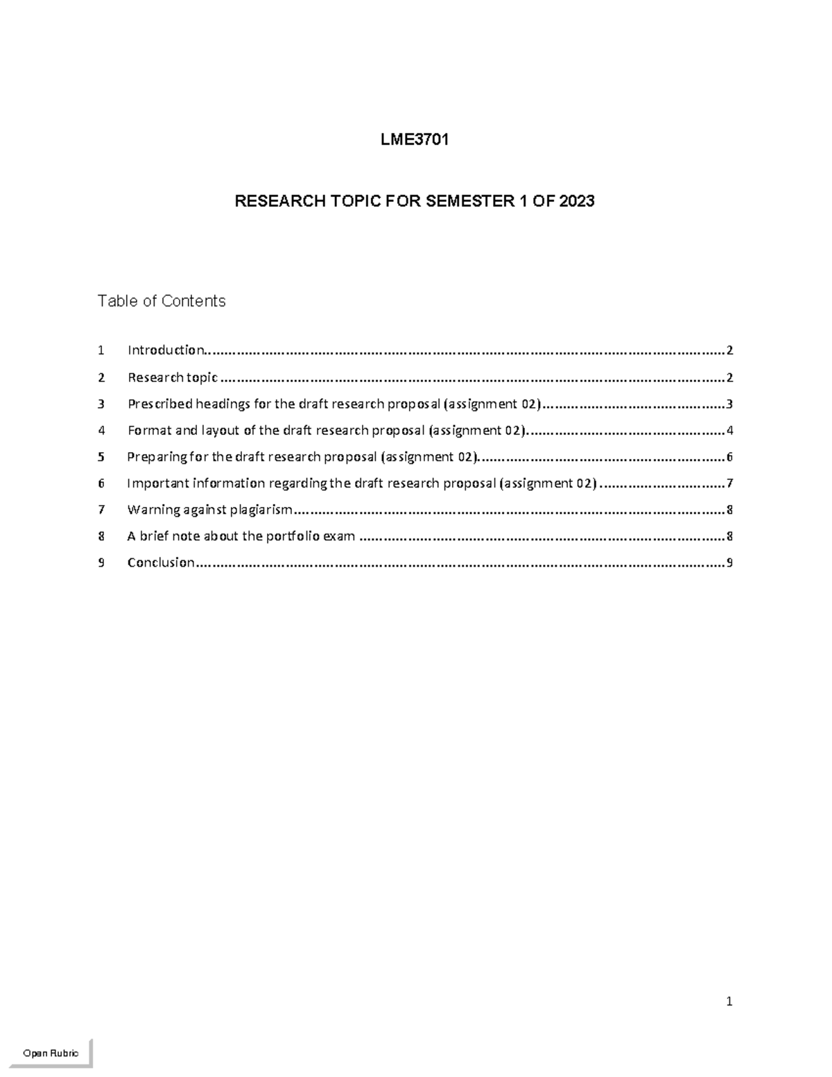 LME3701 Assignment 02 - Methodology - Table of Contents - LME RESEARCH ...