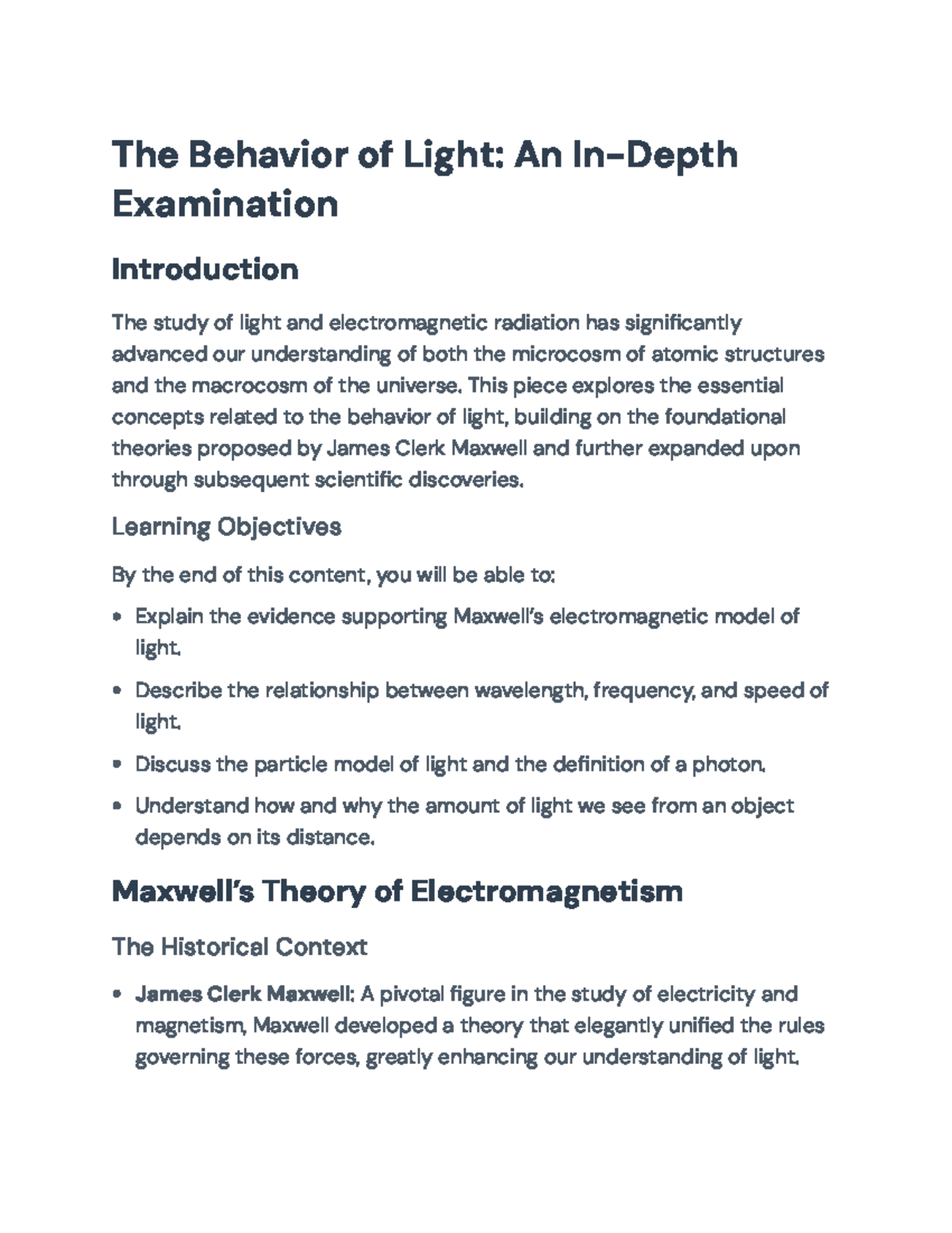 Understanding the Behavior of Light: Concepts and Applications - The ...