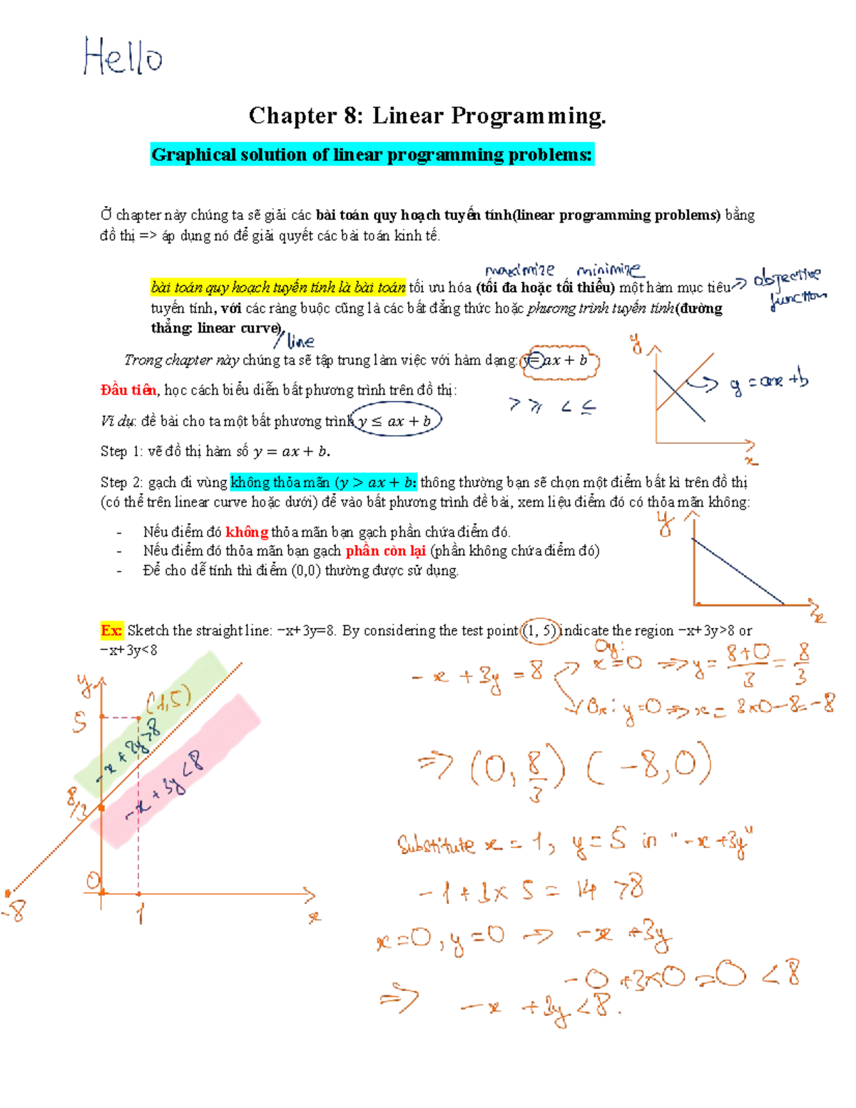 Chapter 8: Linear Programming - Graphical Solutions and Applications - Studocu