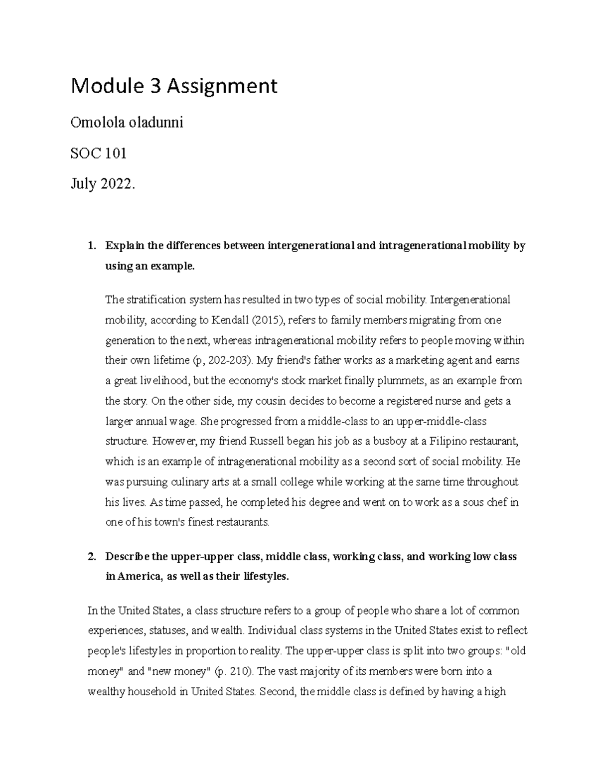 Module 3 Assignment - Module 3 Assignment Omolola oladunni SOC 101 July ...