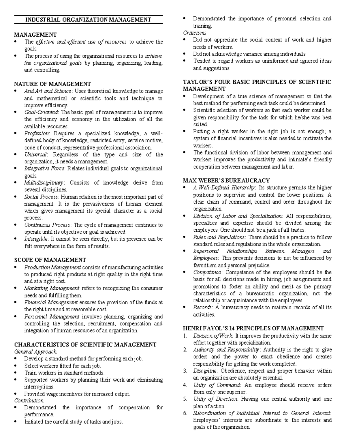 Industrial Organization Management: Key Concepts and Approaches - Studocu