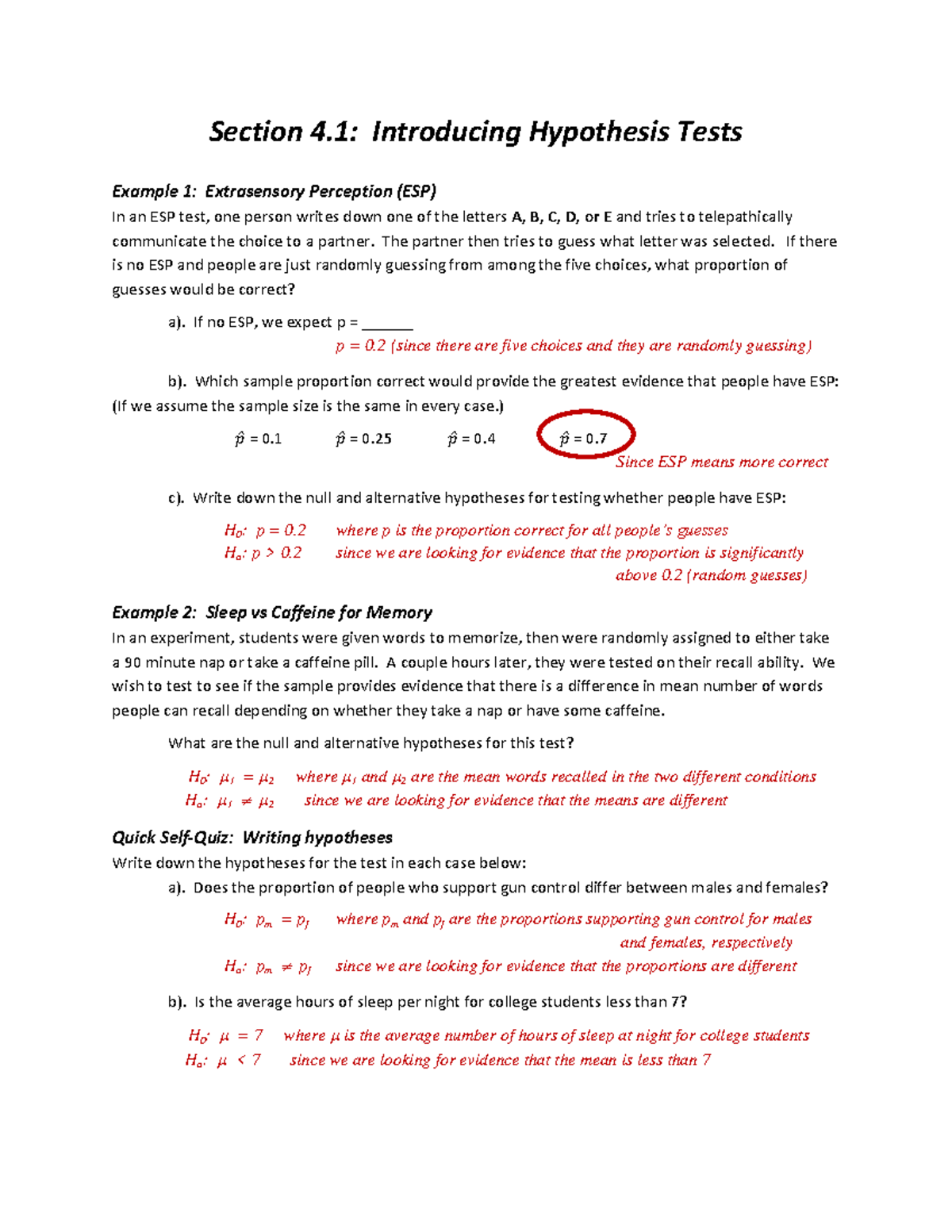 Sec4-1Examples Answers - Section 4: Introducing Hypothesis Tests ...