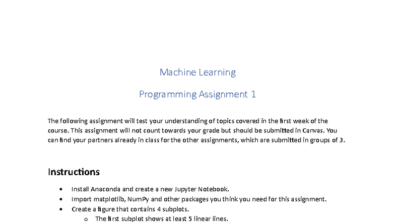 Machine Learning (ML) Programming Assignment 1: Visualization Tasks - Studeersnel