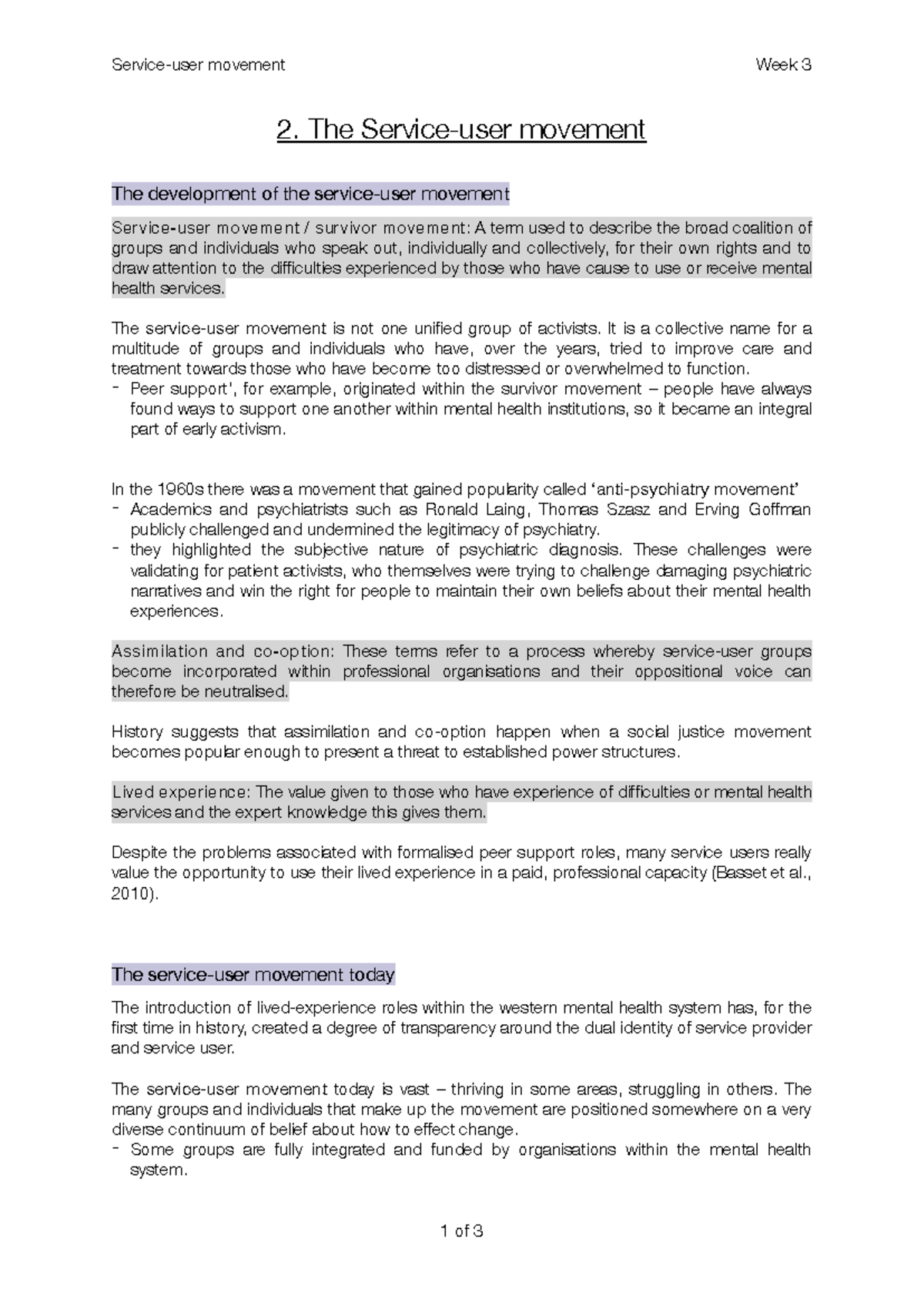 Reading notes : 2. The Service-user movement - Service-user movement ...