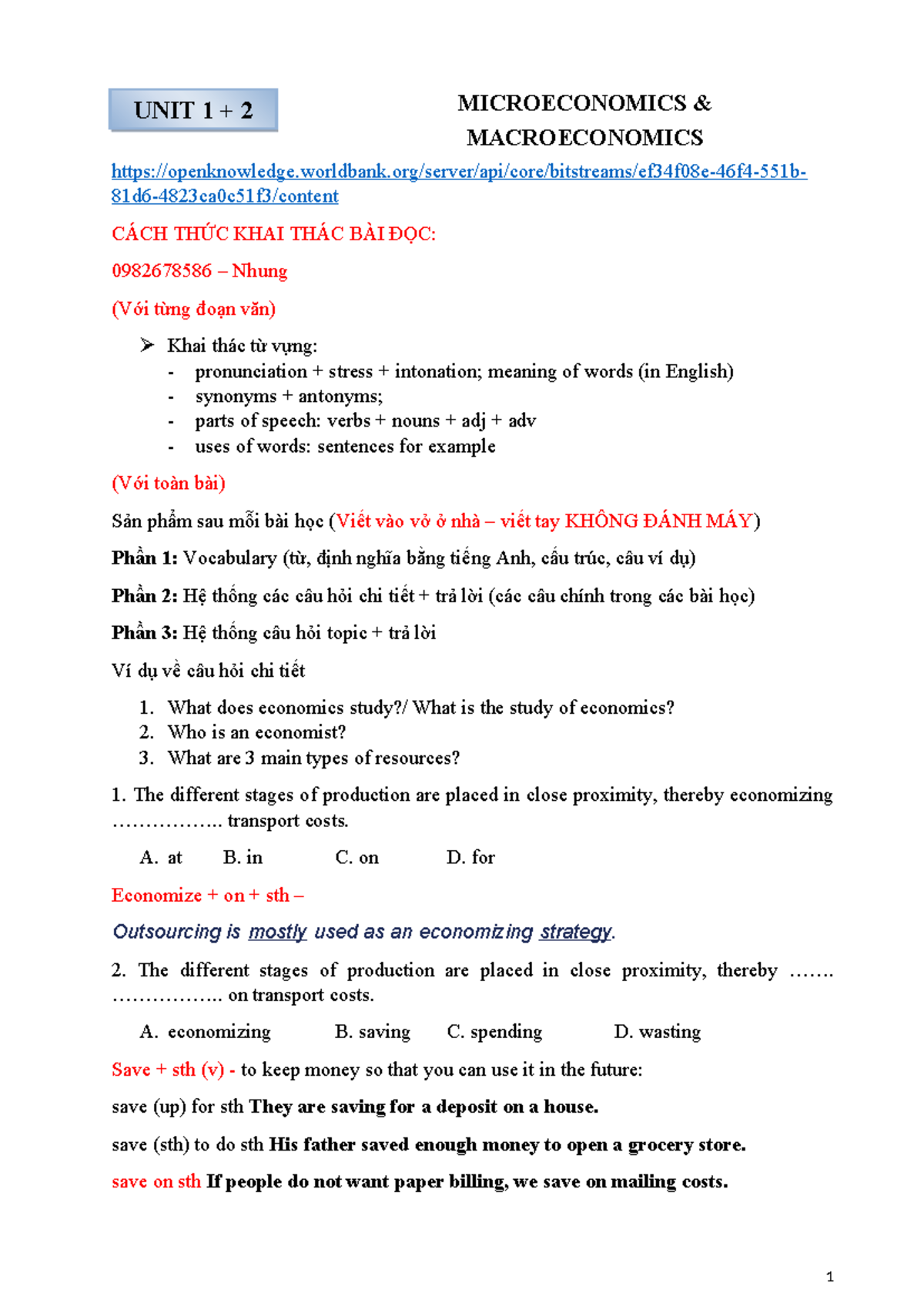 MICROECONOMICS & MACROECONOMICS UNIT 1 & 2 LECTURE NOTES - Studocu