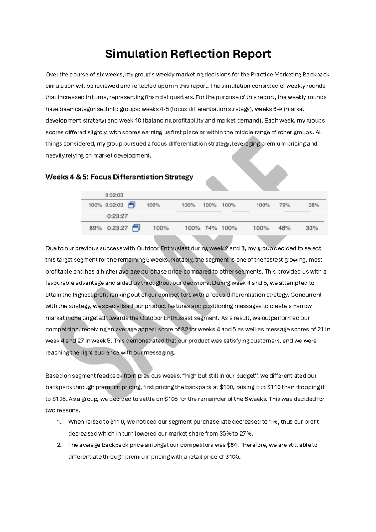 SMM 101: Simulation Reflection Report on Marketing Strategies - Studocu