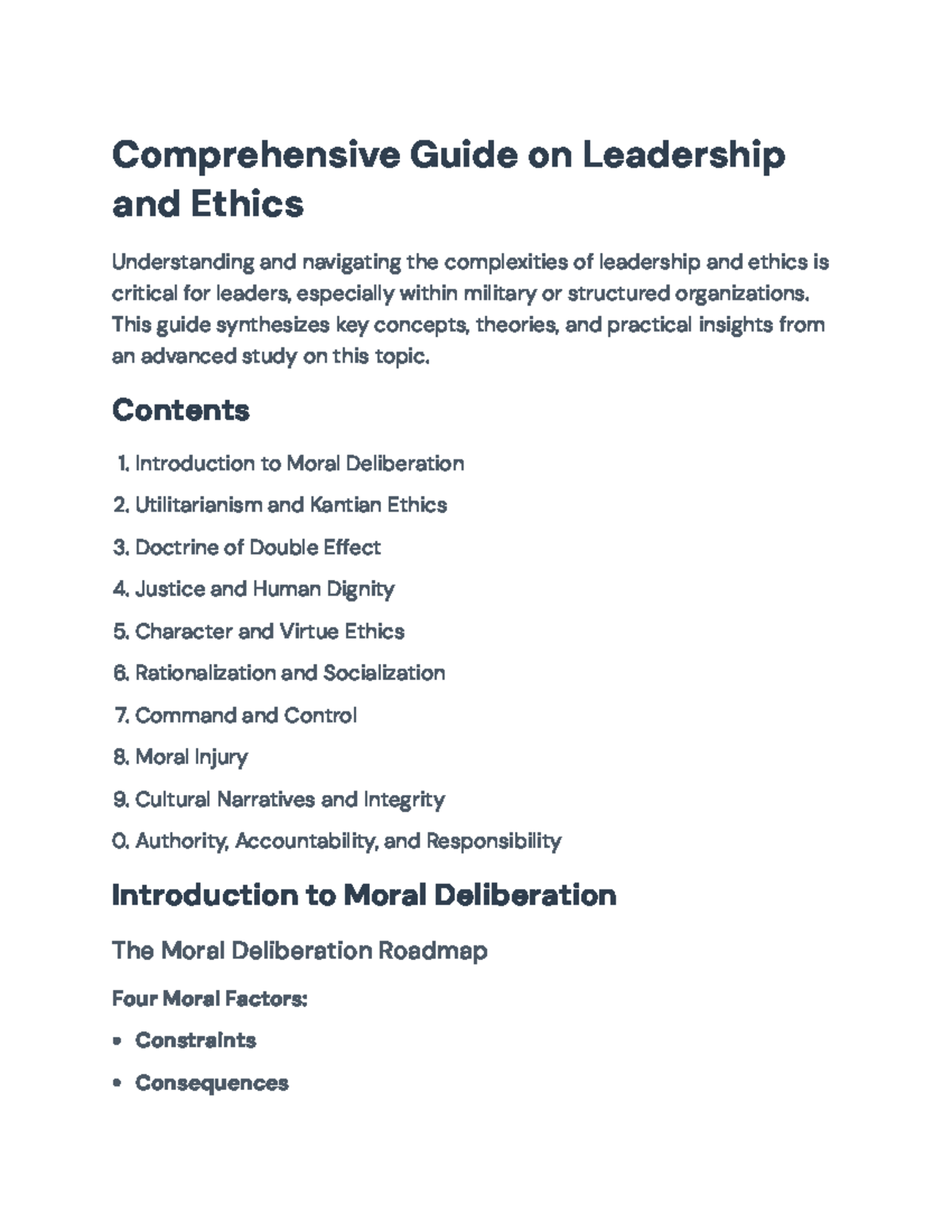 Comprehensive Leadership and Ethics Guide (Course Code: LEAD 101 ...