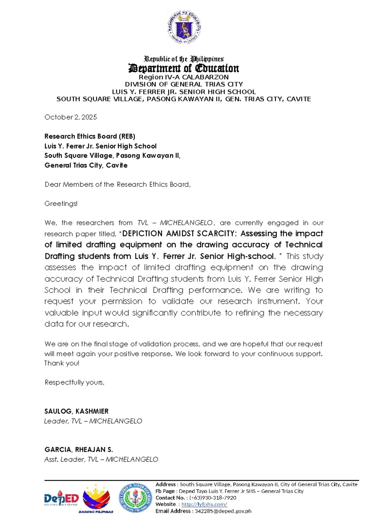 TVL 12 Research: Impact of Limited Drafting Equipment on Accuracy - Studocu