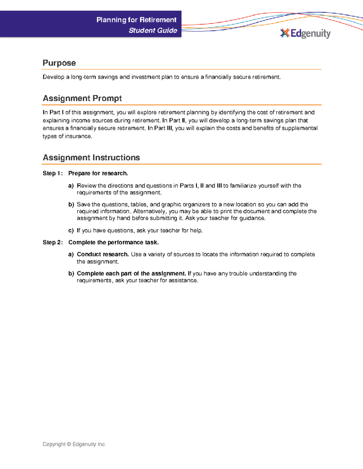 Retirement Planning Guide for Students - Project Planning Assignment ...