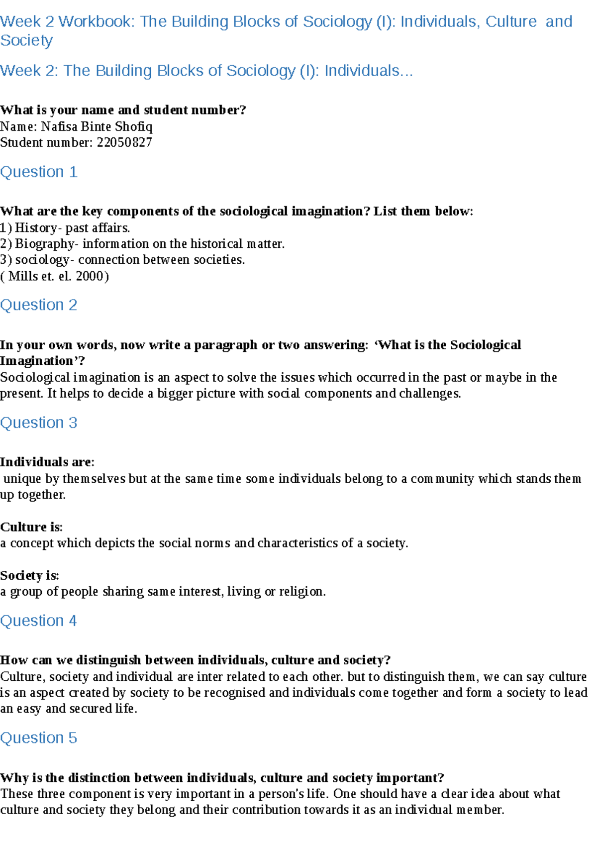 Understanding Society: Workbook 2 on Sociological Imagination - Studocu