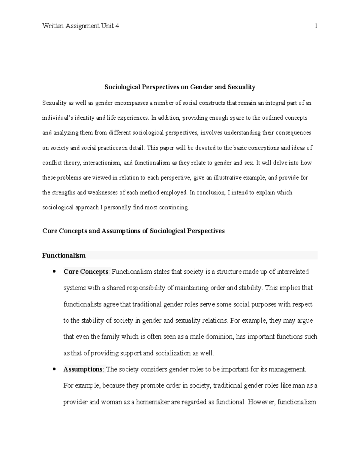 Sociological Perspectives on Gender & Sexuality: Unit 4 Assignment ...
