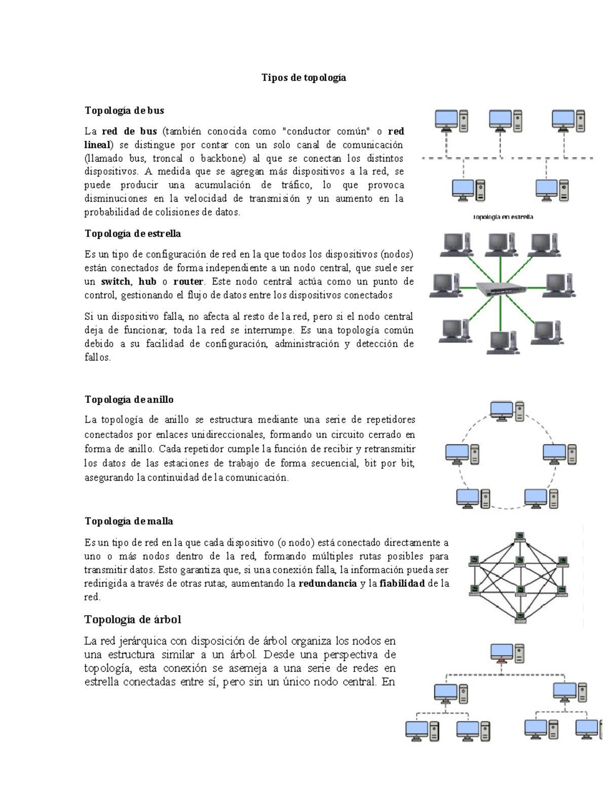 Topologias - redes - Tipos de topología Topología de bus La red de bus ...