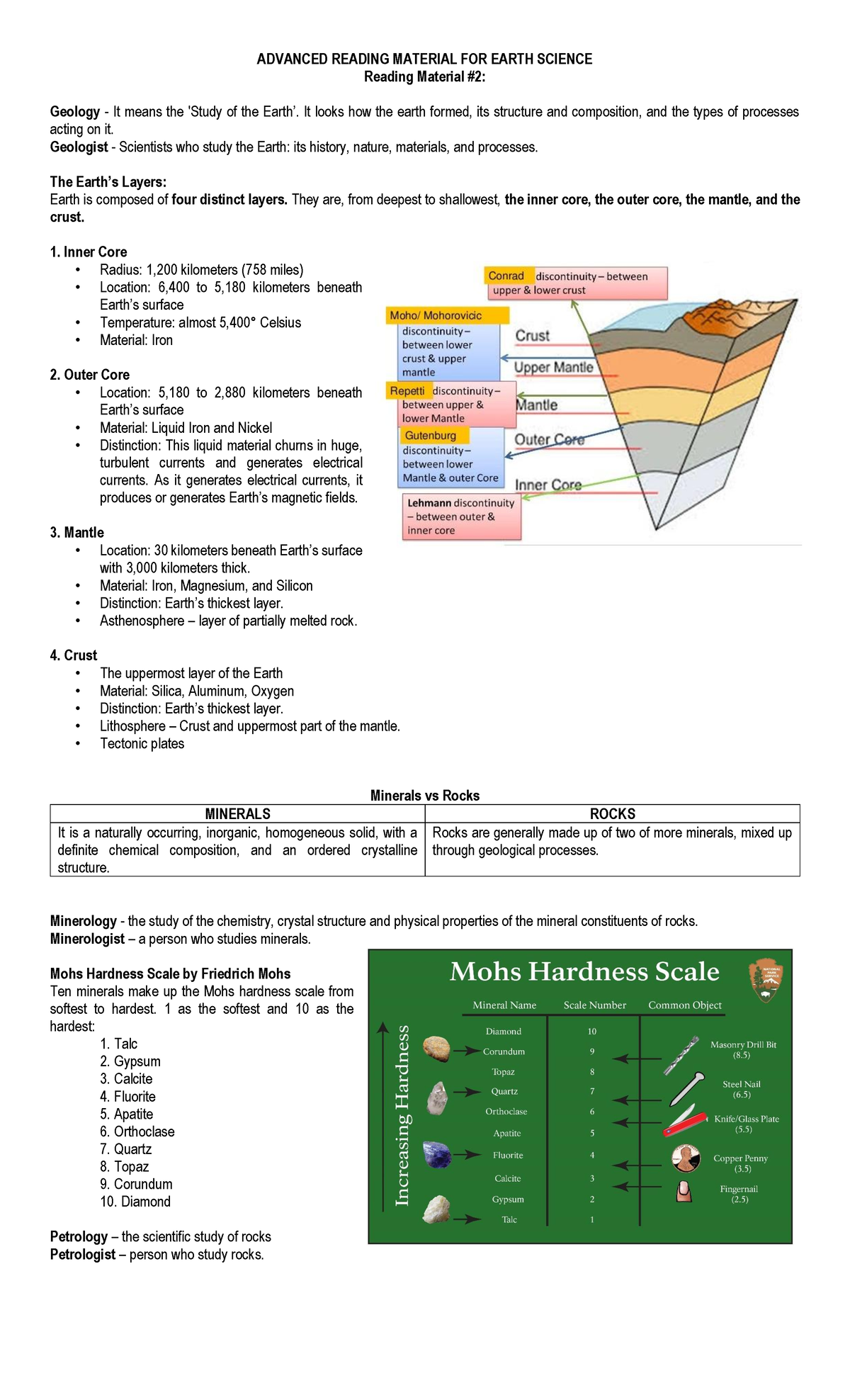 Earth Science 1 - ADVANCED READING MATERIAL FOR EARTH SCIENCE Reading ...