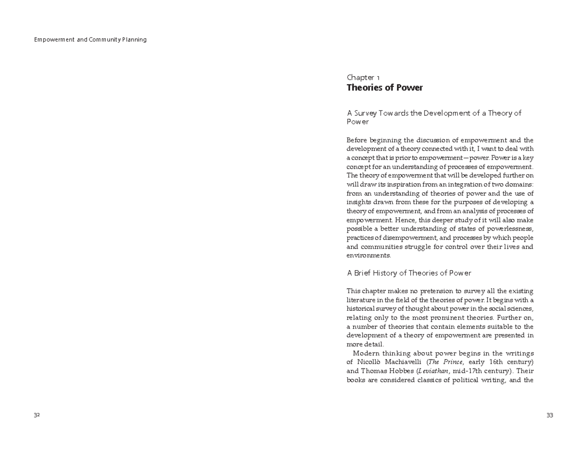 Theories of Power in Empowerment: A Comprehensive Overview - Studocu