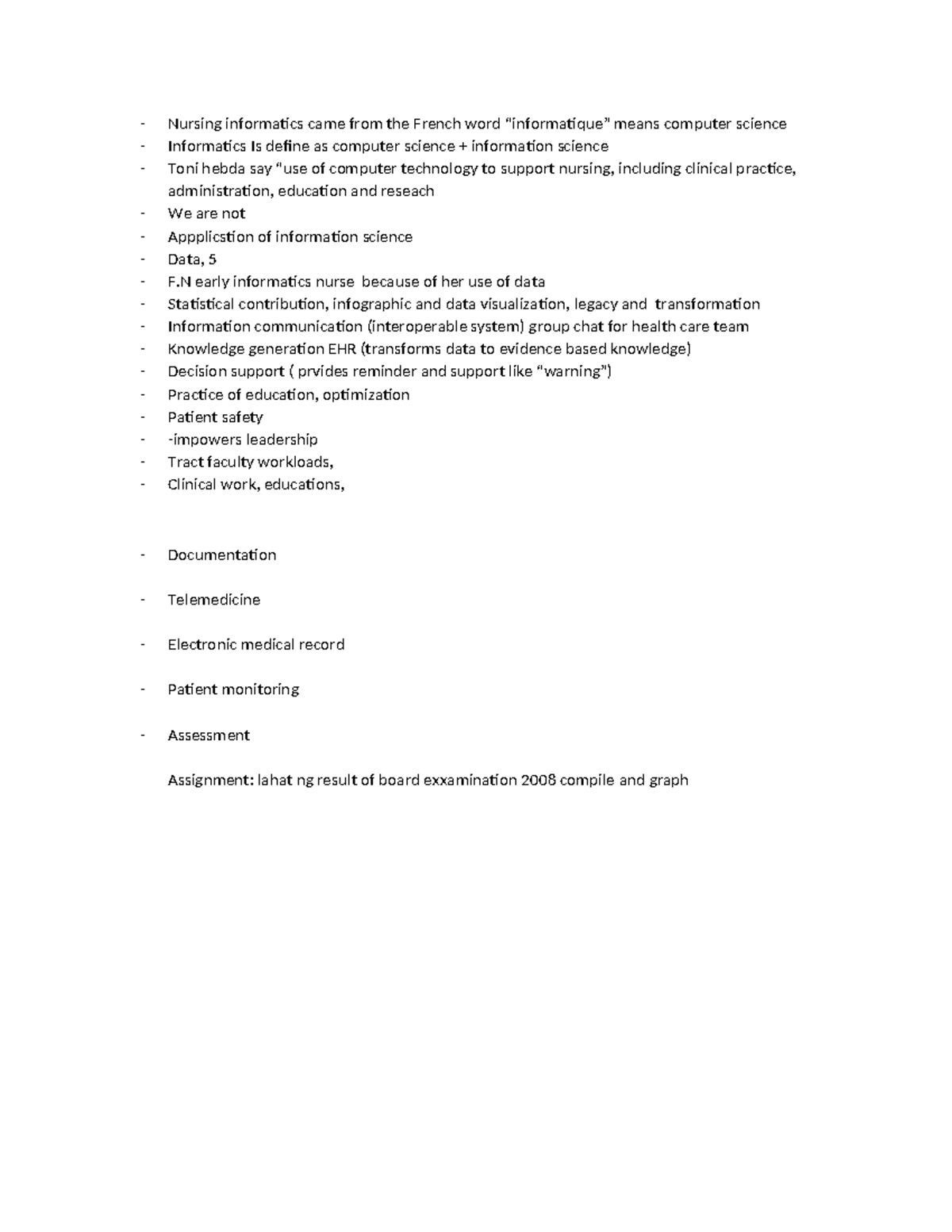 Nursing Informatics Overview: Key Concepts and Applications - Studocu