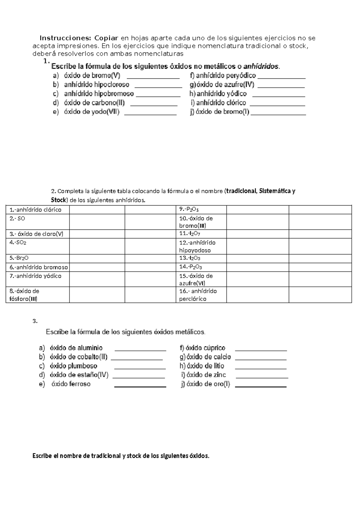 Instrucciones para Ejercicios de Nomenclatura Química - TEMA: MRU y ...