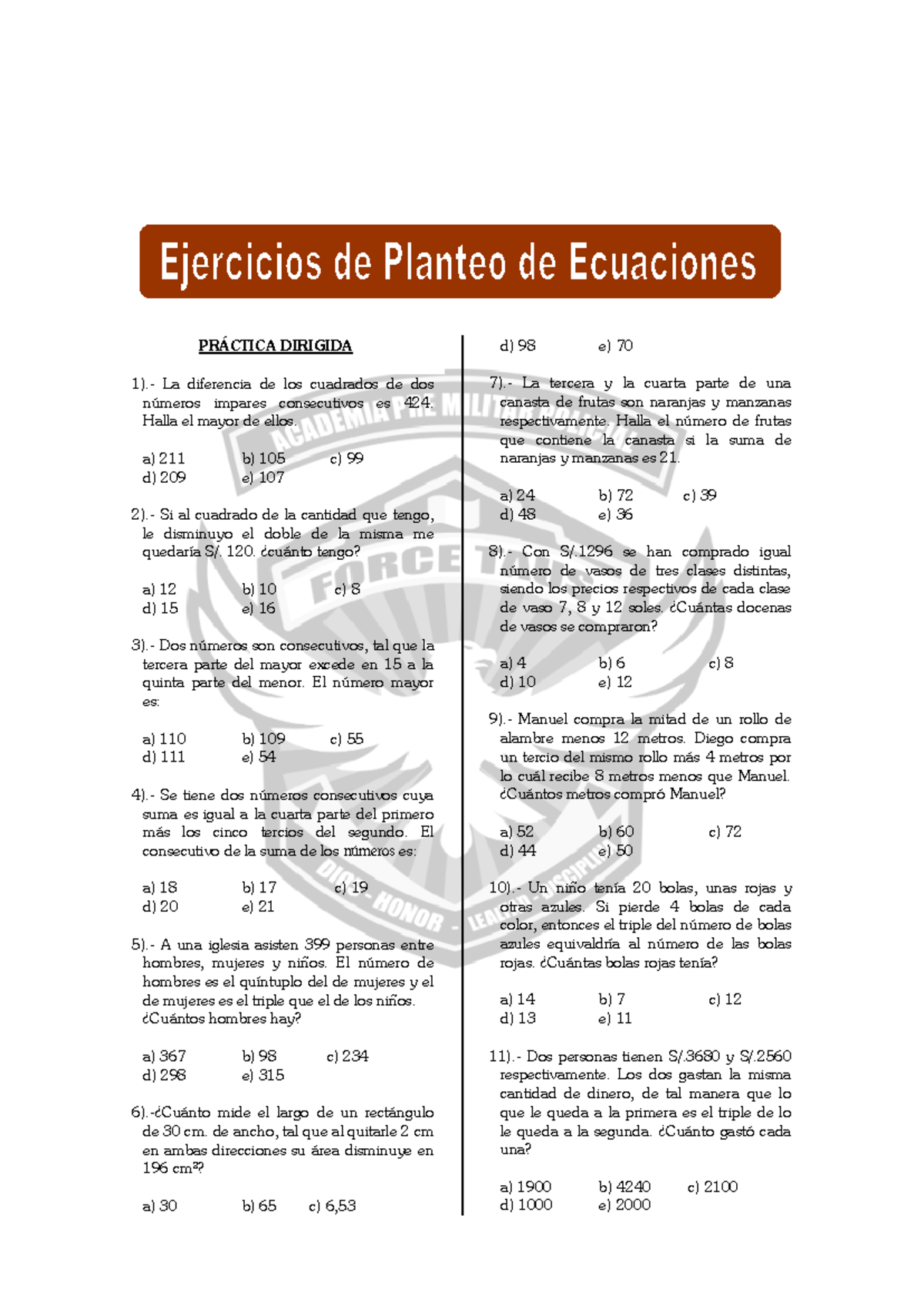 Ejercicios Planteo de Matemáticas: Problemas de Números y Álgebra - Studocu