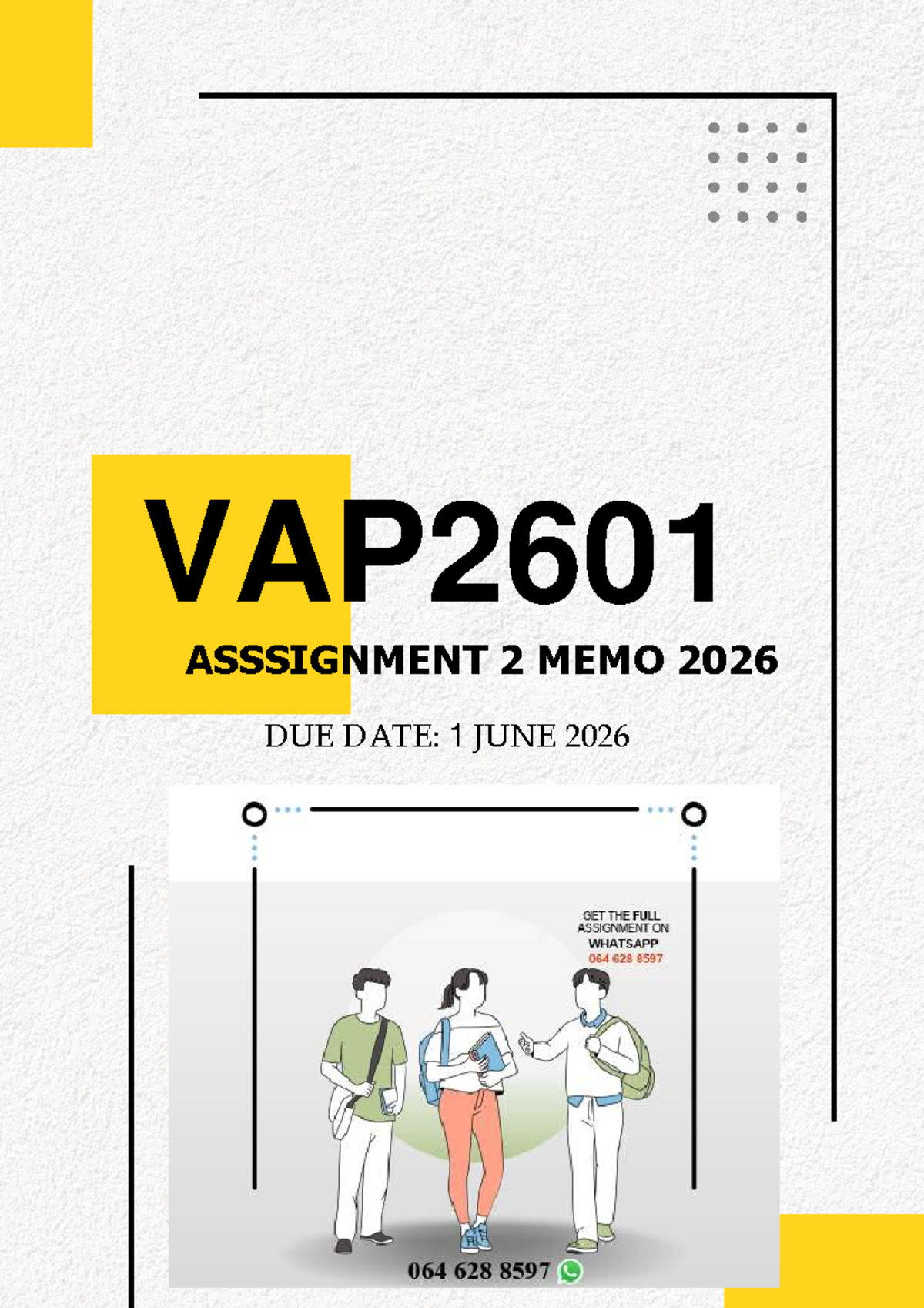 VAP2601 Assignment 2: Greening Project Memo (Due 1 June 2026) - Studocu