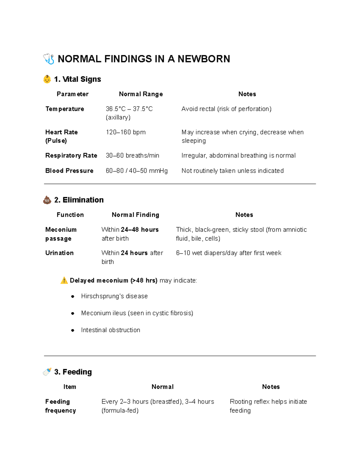 Normal Findings in a Newborn: Vital Signs, Reflexes & More - Studocu
