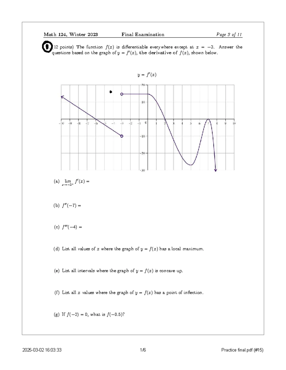 Math 124 A. Midterm 2 Exam Instructions & Problem Set - Winter 2025 ...