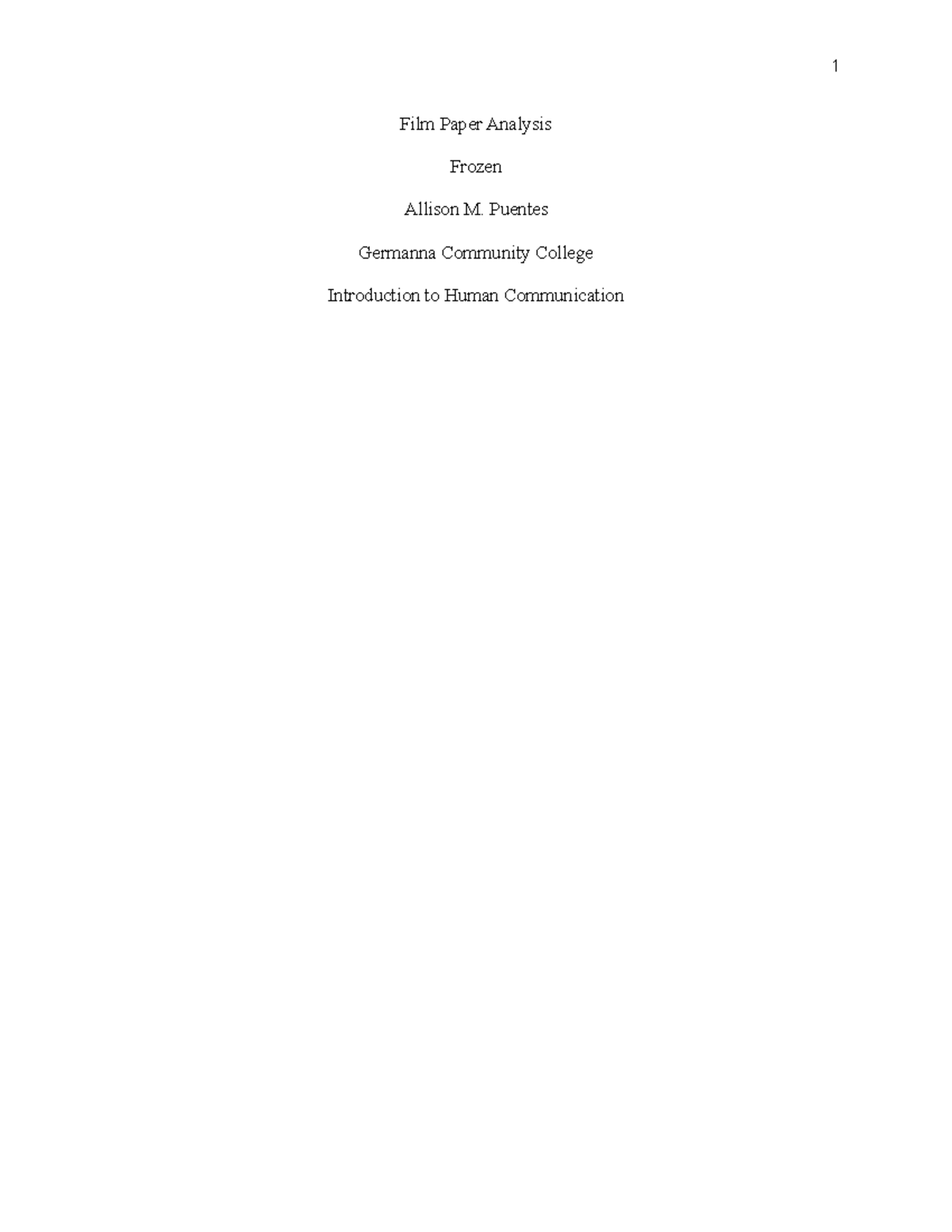 Film Analysis: Exploring Themes in Disney's Frozen (Comm 101) - Studocu