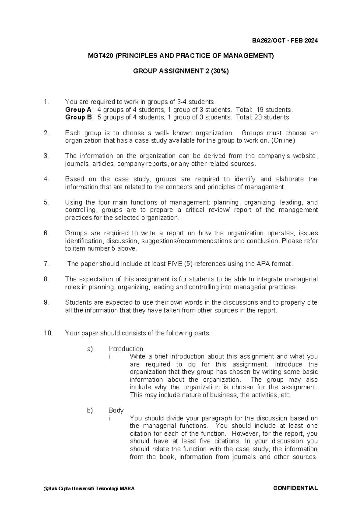 MGT420 Group Assignment 2 - Case Study Analysis Guidelines - Studocu